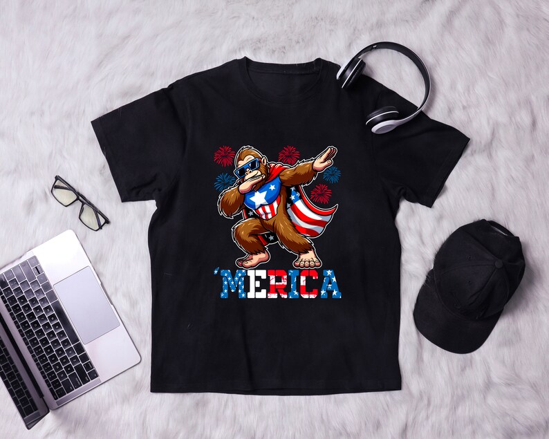 Bigfoot Dabbing 4th of July Merica., Bigfoot 4th of July Svg, Patriotic ...