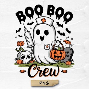 Boo Boo Crew Png, Cute Halloween Ghost Sublimation, Ghost With Syringe ...