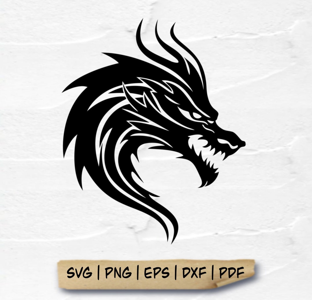 Dragon Head Svg, Dragon Head Logo Design Vector Image Clipart Black ...