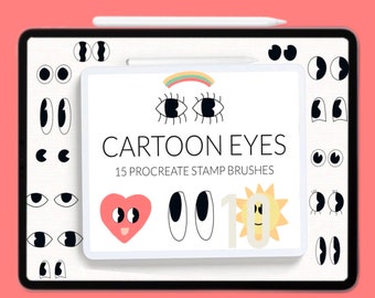 Procreate EYES Stamps 9 Stamps 2 Sketching Brushes, Easy Cartoon Style ...