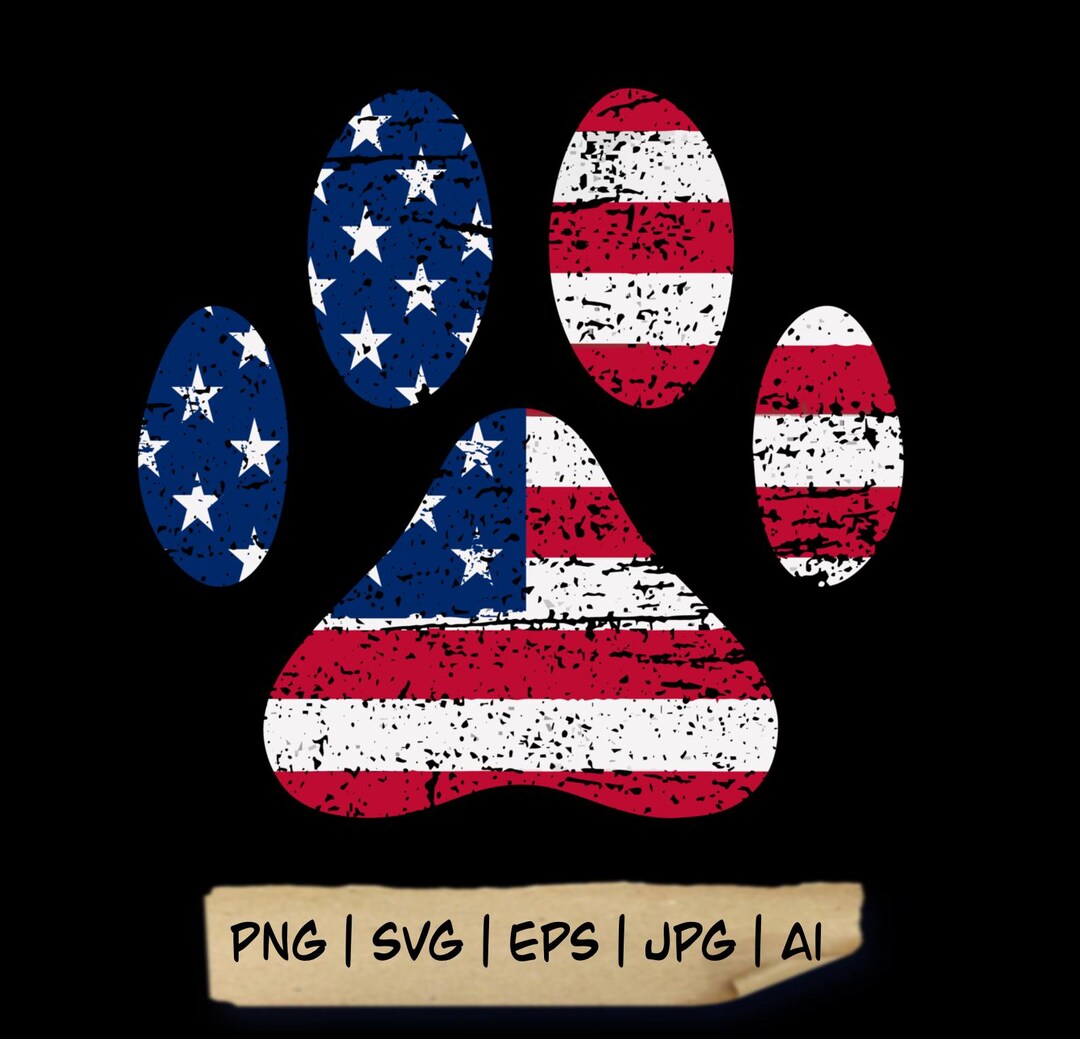 American Flag Dog Paw Svg, American Flag Distressed, USA Grunge Flag ...