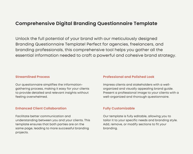 Comprehensive Digital Branding Questionnaire Template | Indesign ...
