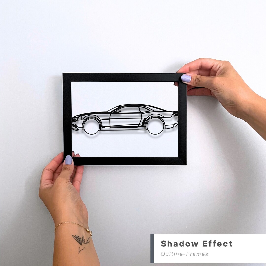 Chevrolet Camaro, Chevy Outline Frame, 3D Effect, Wall Art Frame ...