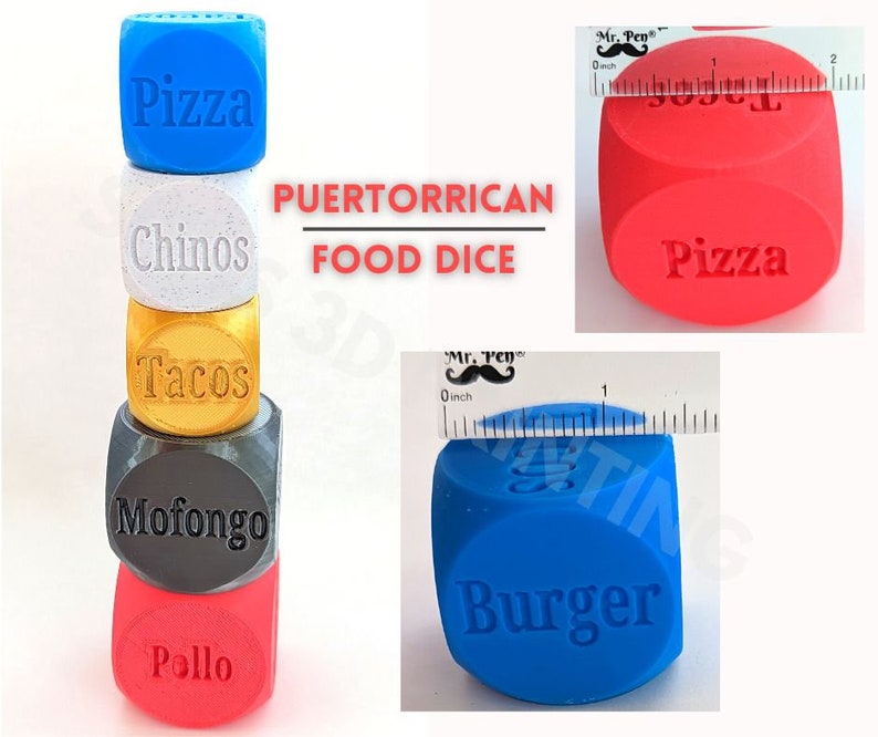 Fun Dice 3D Printed Food Dice Take Out Puertorrican Food Puerto Rico ...