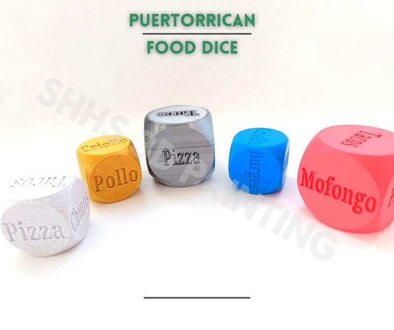 Fun Dice 3D Printed Food Dice Take Out Puertorrican Food Puerto Rico ...