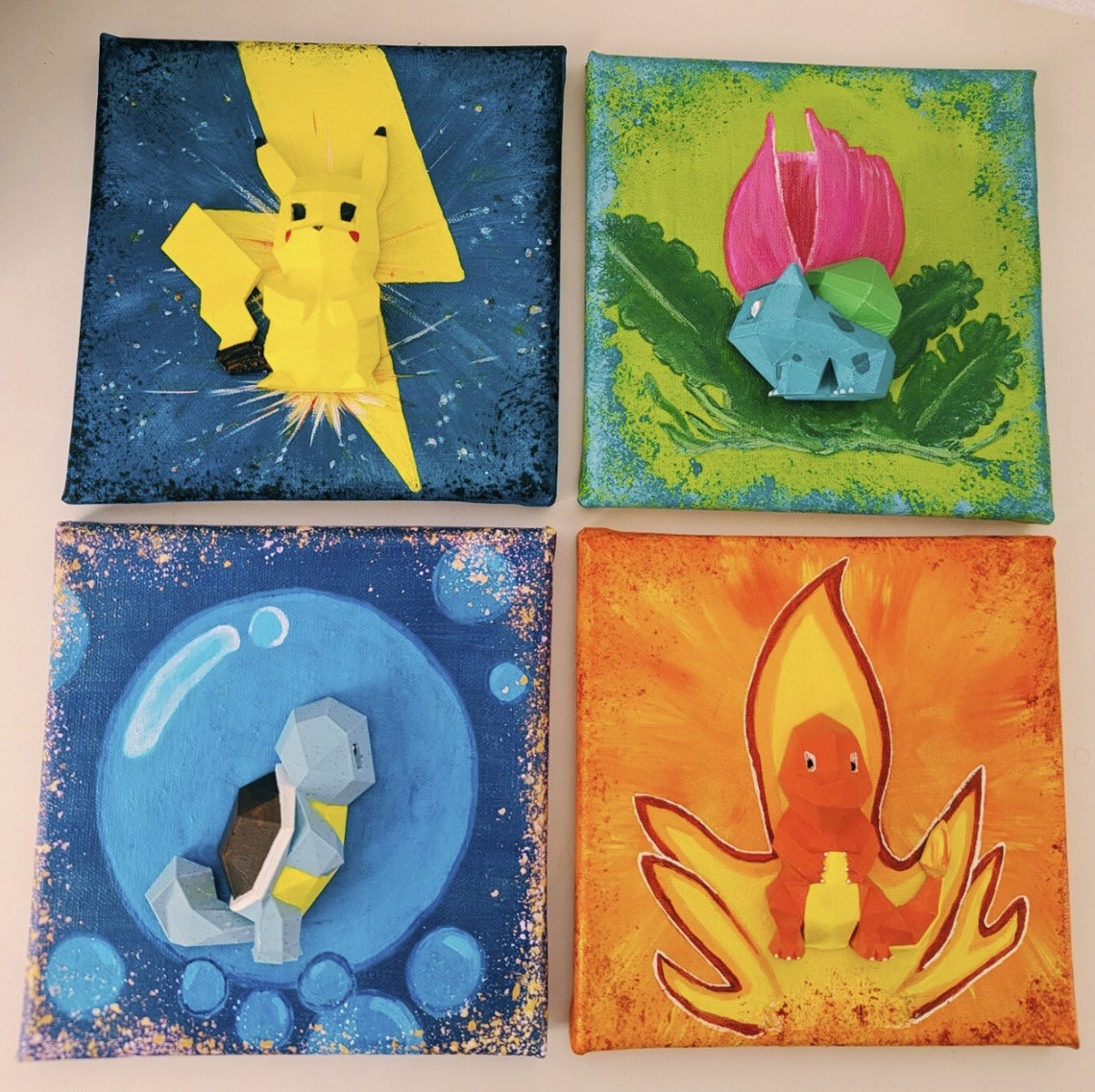 3D Printed Pokemon Charmander Handpainted Acrylic Canvas Wall Painting ...