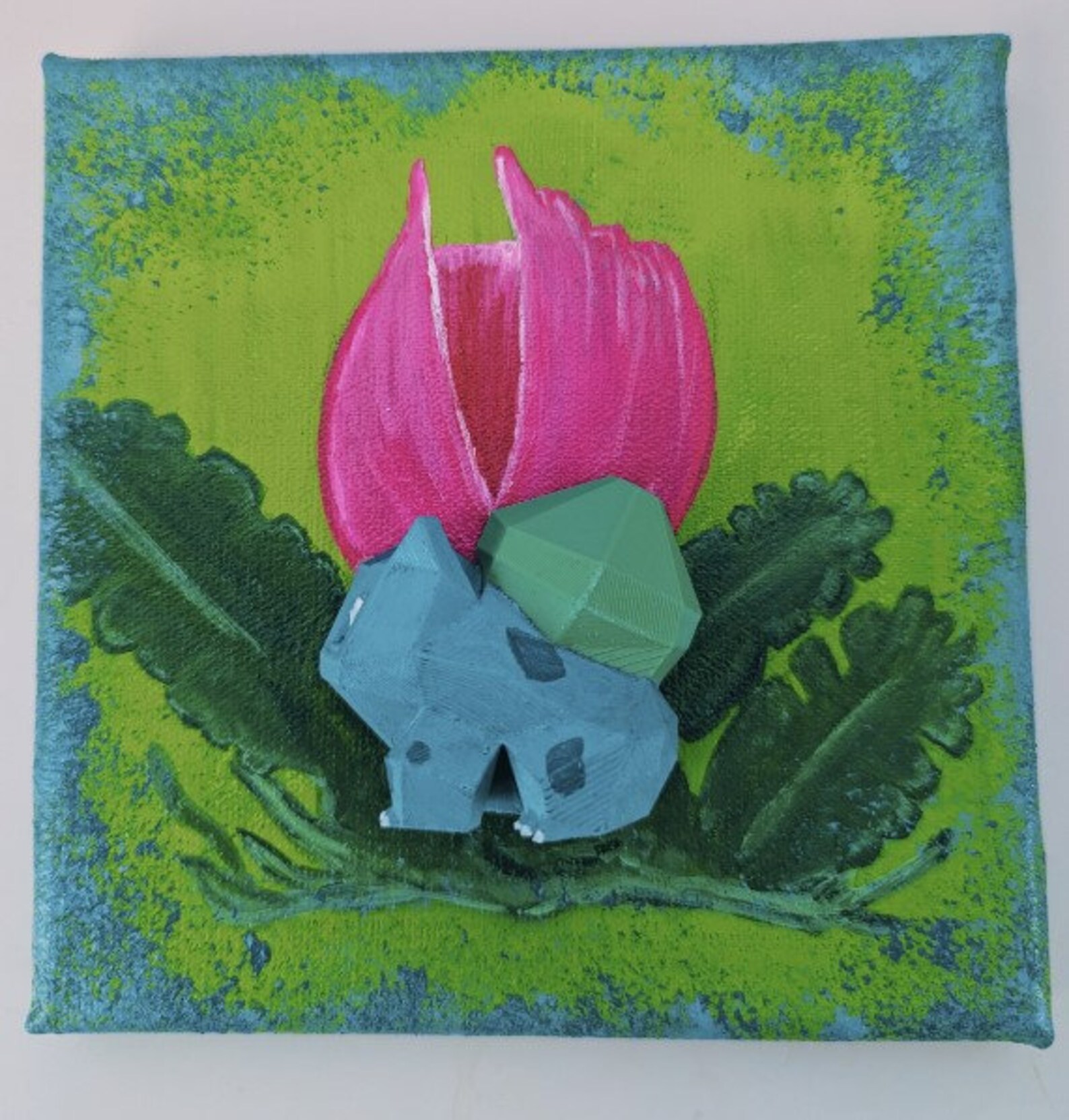 3D Printed Pokemon Bulbasaur Handpainted Acrylic Canvas Wall Painting ...