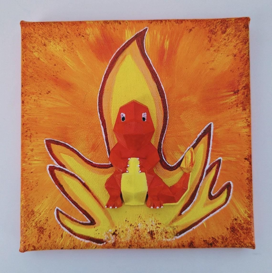 3D Printed Pokemon Charmander Handpainted Acrylic Canvas Wall Painting ...