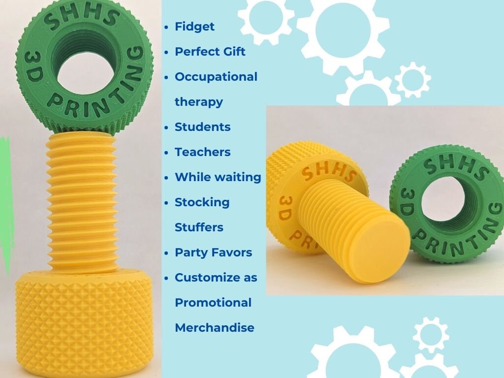 Fidget Stress Nut 3D Printed Nut and Bolt Stress Relief Fidget Relax ...