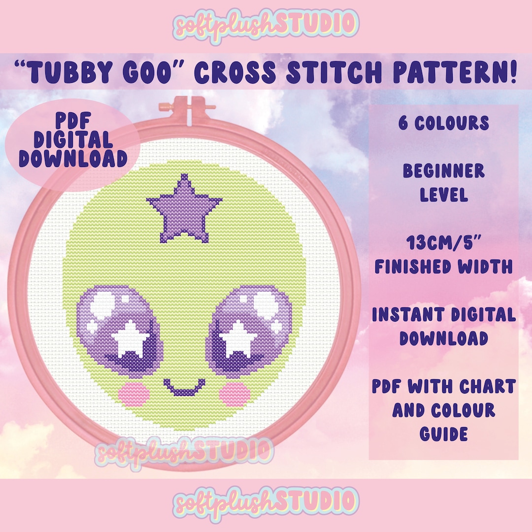 Cute Green Alien Cross Stitch Pattern PDF digital Download Beginner ...