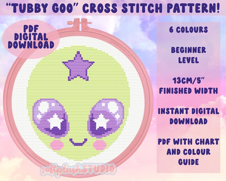 Cute Green Alien Cross Stitch Pattern PDF digital Download - Etsy