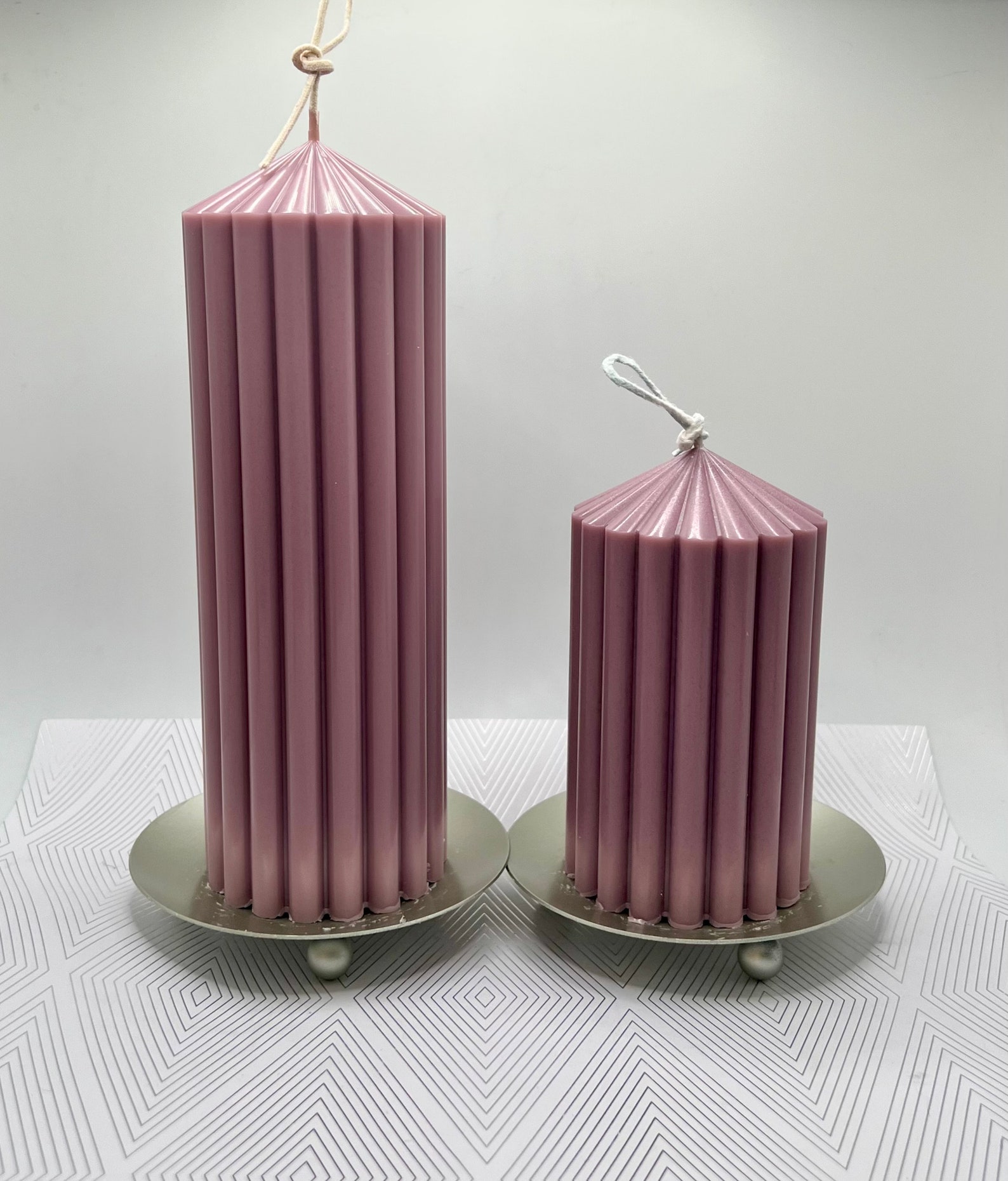 Ribbed Pillar Candle Sets - 2 Piece - Etsy