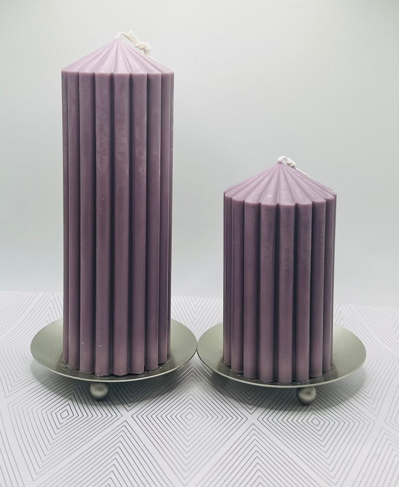 Ribbed Pillar Candle Sets - 2 Piece - Etsy