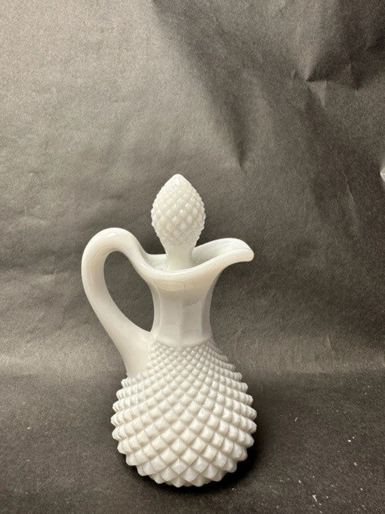 Small Westmoreland Glass Co. Diamond Point Milk Glass Cruet - Etsy