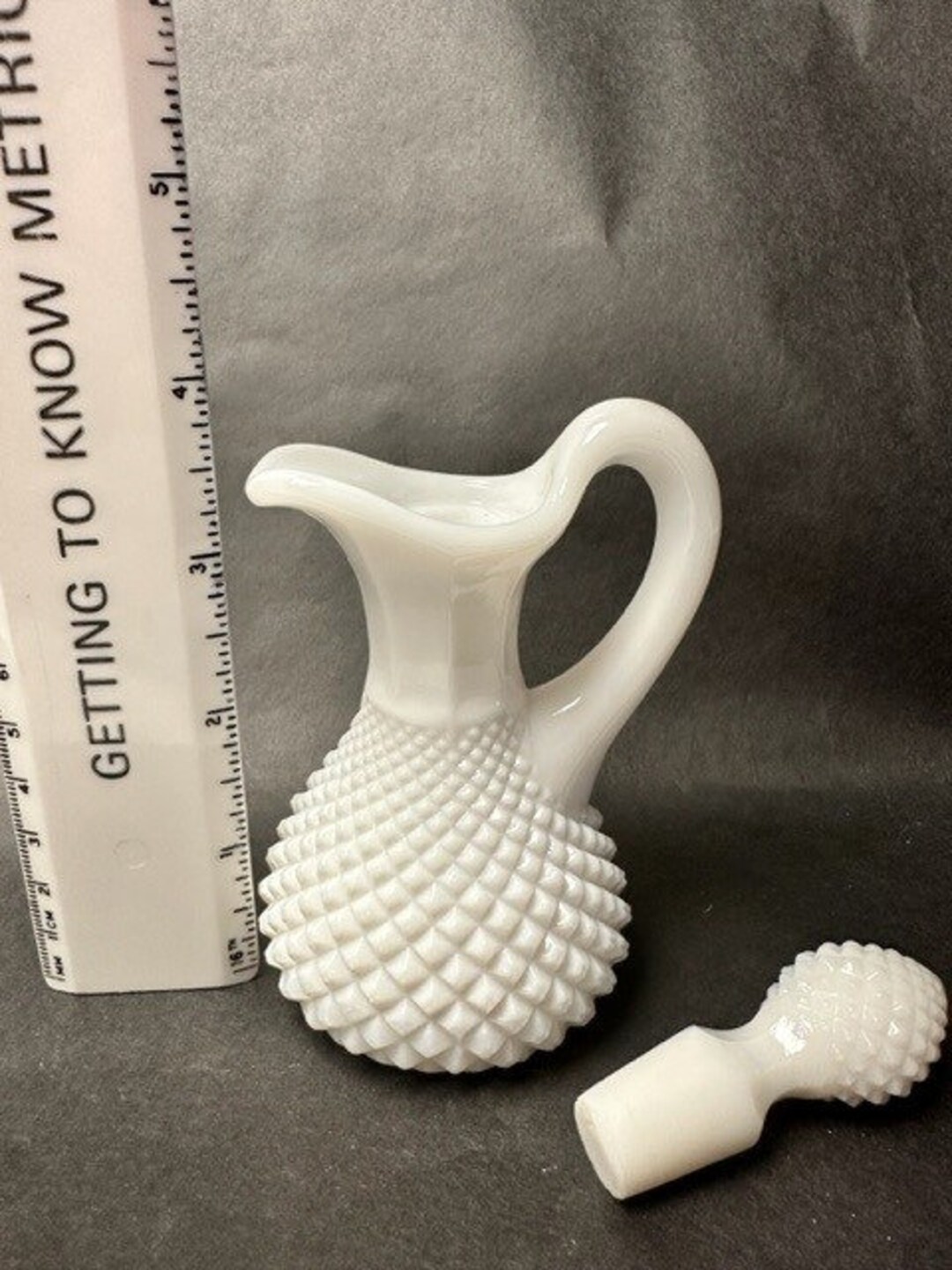 Small Westmoreland Glass Co. Diamond Point Milk Glass Cruet - Etsy