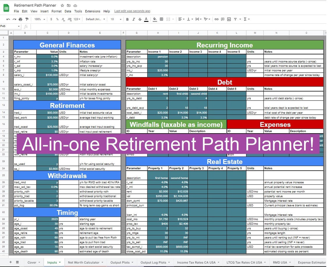 Retirement Planner V2.1 | All-in-one Retirement Financial Planning ...