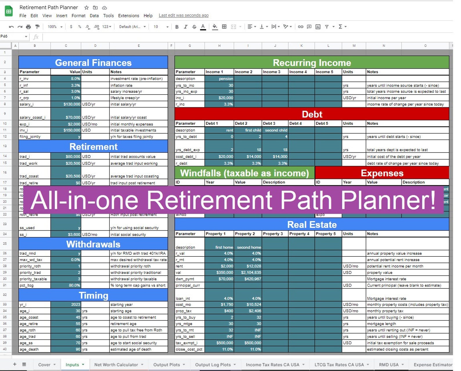 Retirement Planner V2.1 | All-in-one Retirement Financial Planning ...