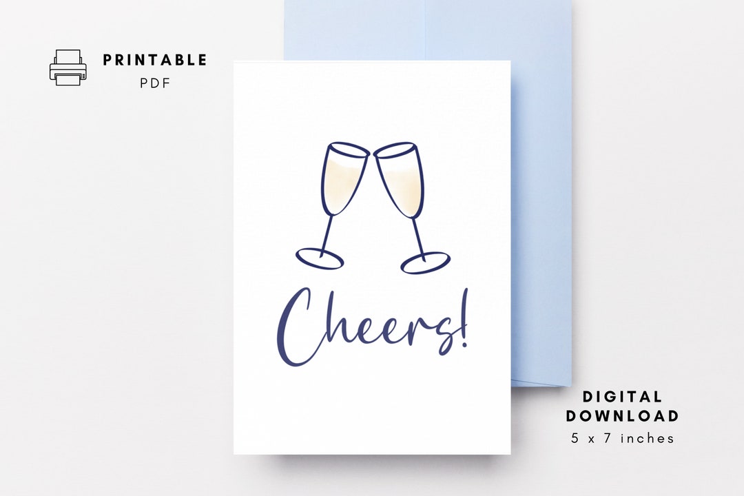 Printable Congratulations Card Cheers Greeting Card Champagne Wedding ...