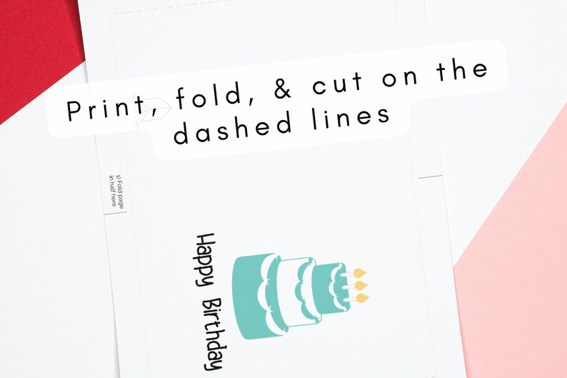 Printable Birthday Card Happy Birthday Printable Greeting Card Cake ...