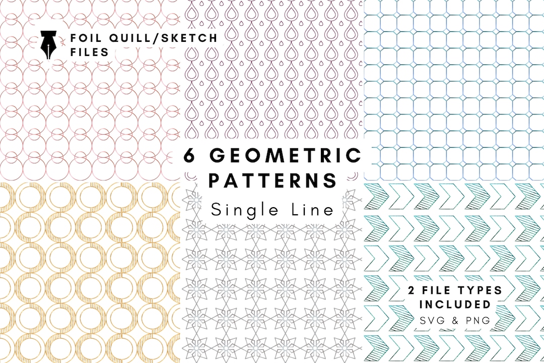 Foil Quill and Sketch Pen Geometric Patterns | Set of Six | SVG and PNG ...