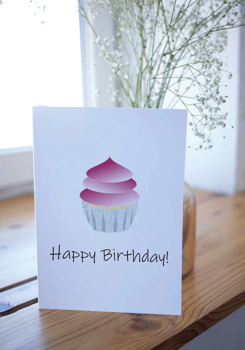 Printable Birthday Card Happy Birthday Printable Cupcake Card for Her ...