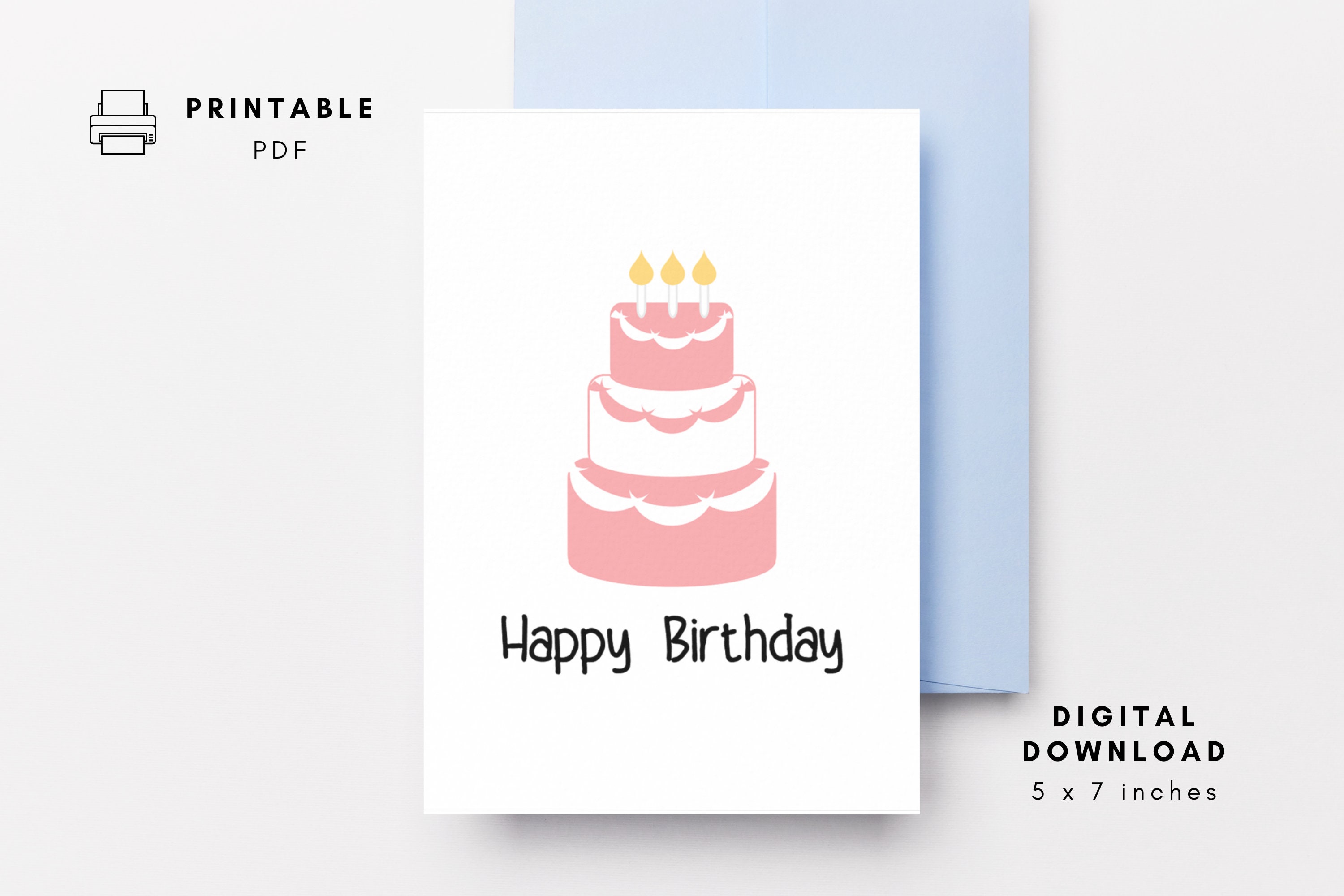 Printable Birthday Card Happy Birthday Printable Greeting Card Pink ...
