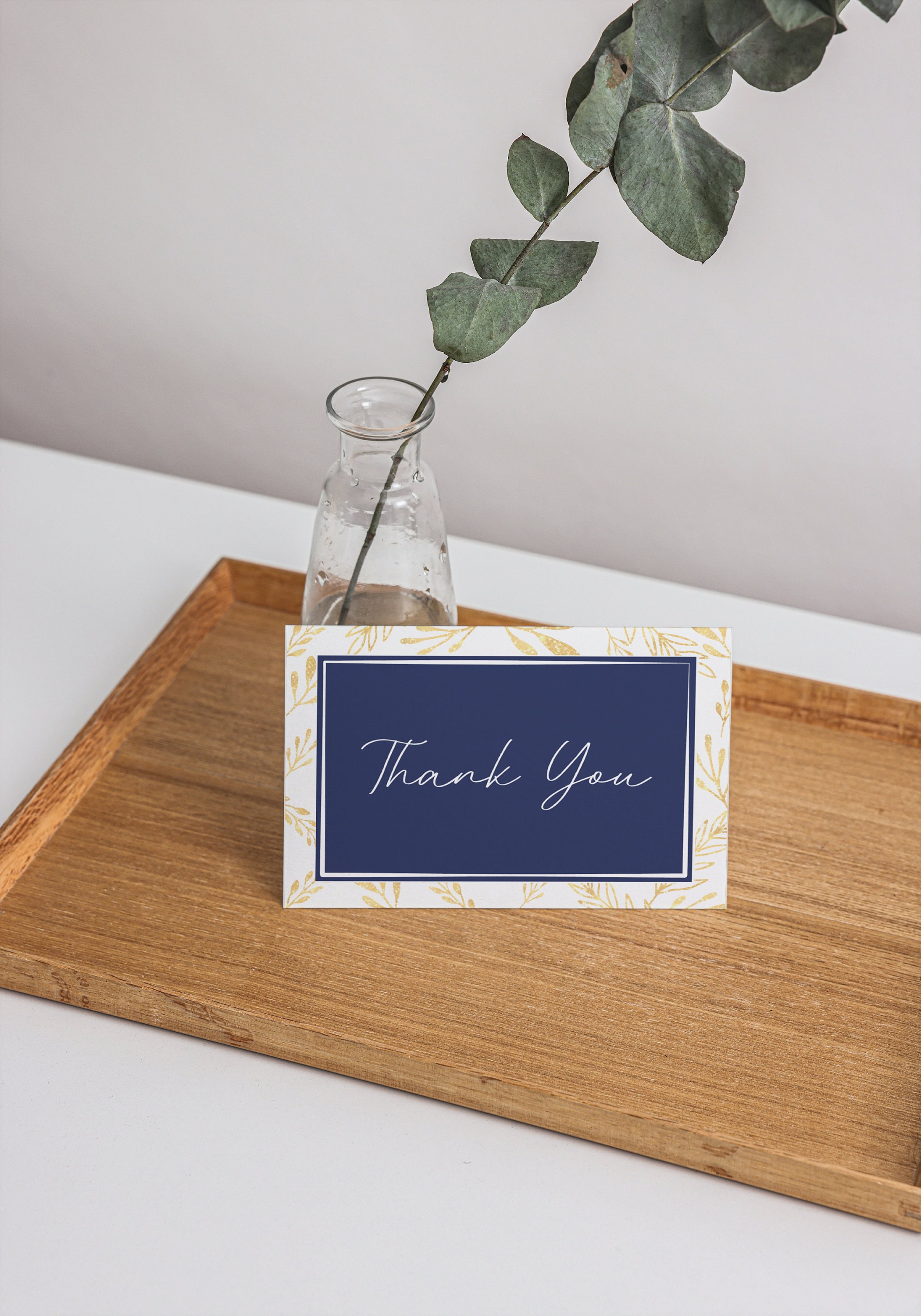 Printable Thank You Card Printable Stationary Blue Gold Classy Thank ...