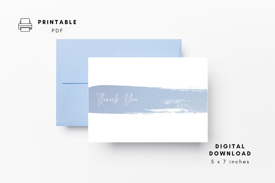 Tarjeta de agradecimiento imprimible Gracias imprimible Gracias Azul Descarga digital Gracias ...