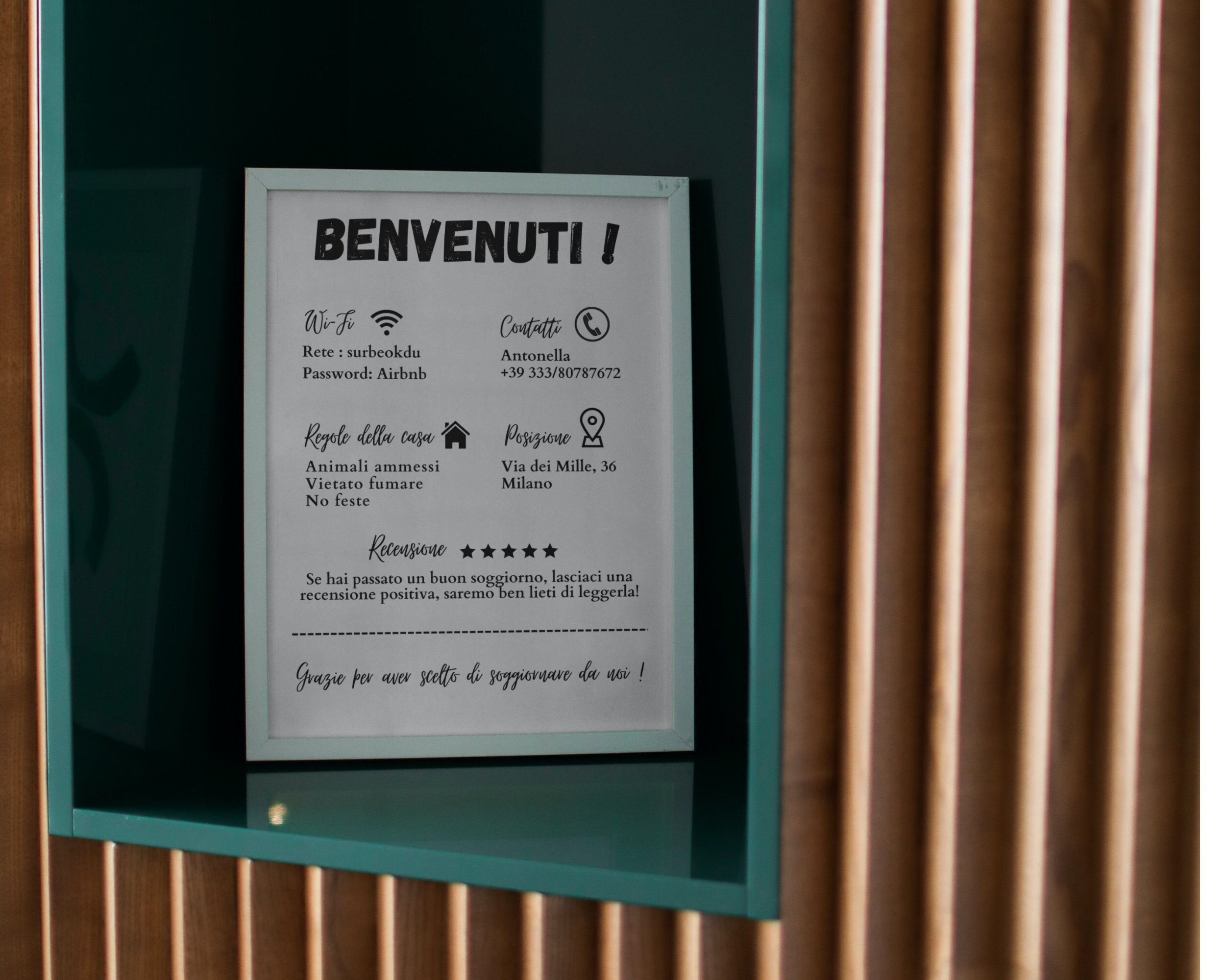 Airbnb messaggio per ospiti italiano, Insegna di benvenuto, Info wifi ...