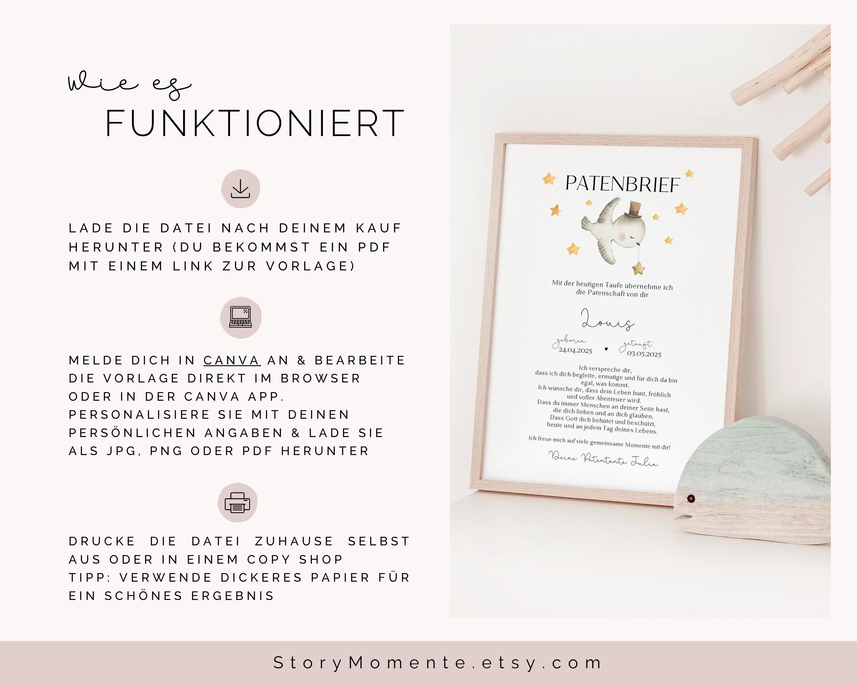 Personalized Baptism Certificate Bird Motif Stars, Godchild Poster ...