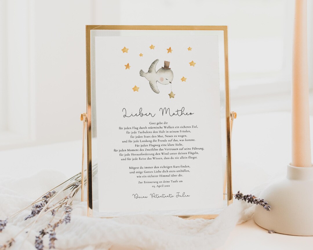 Godchild Baptism Certificate Bird Personalized, Godparent Certificate ...