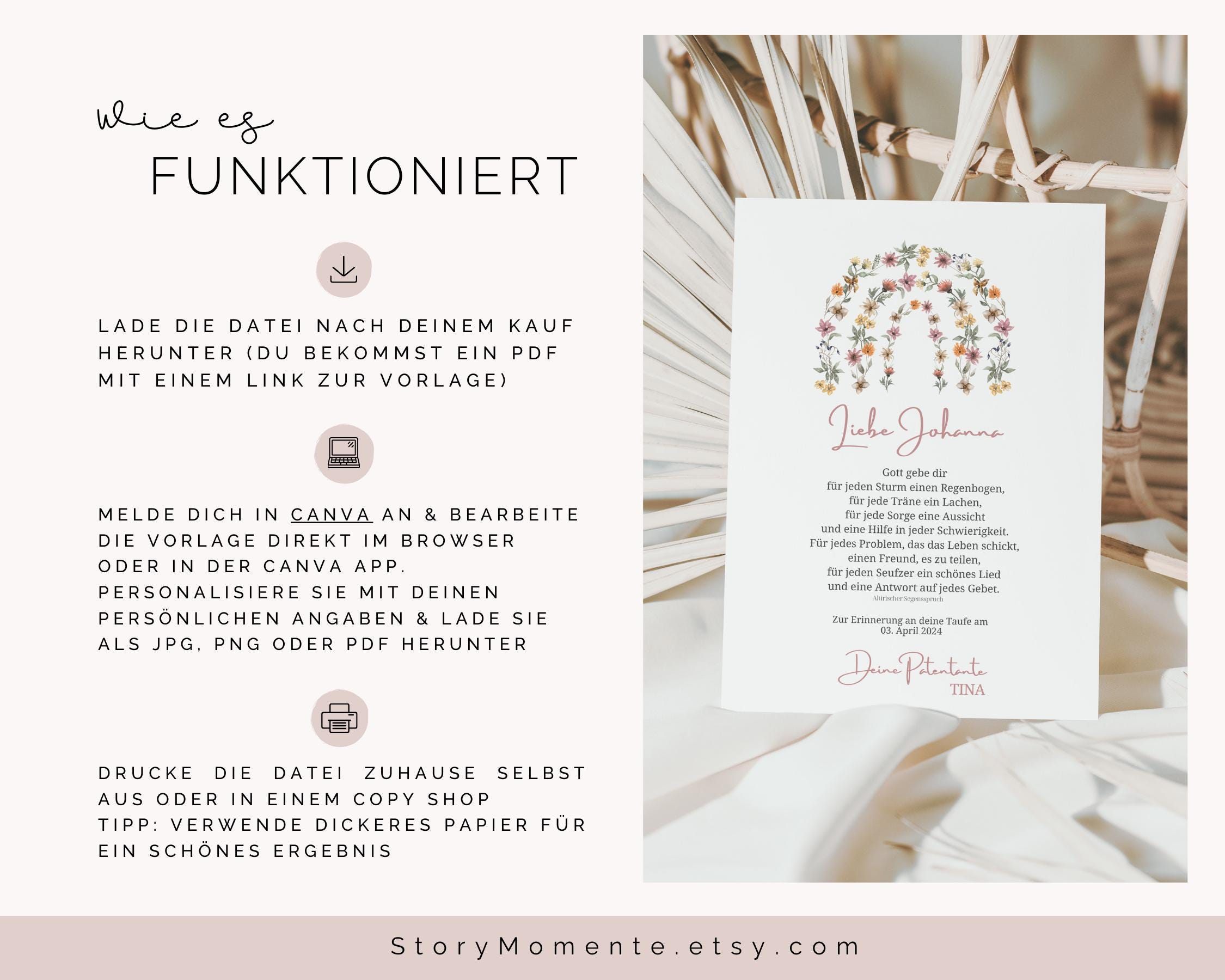 Godparent Letter Poster Godchild Template Rainbow Floral Printable ...