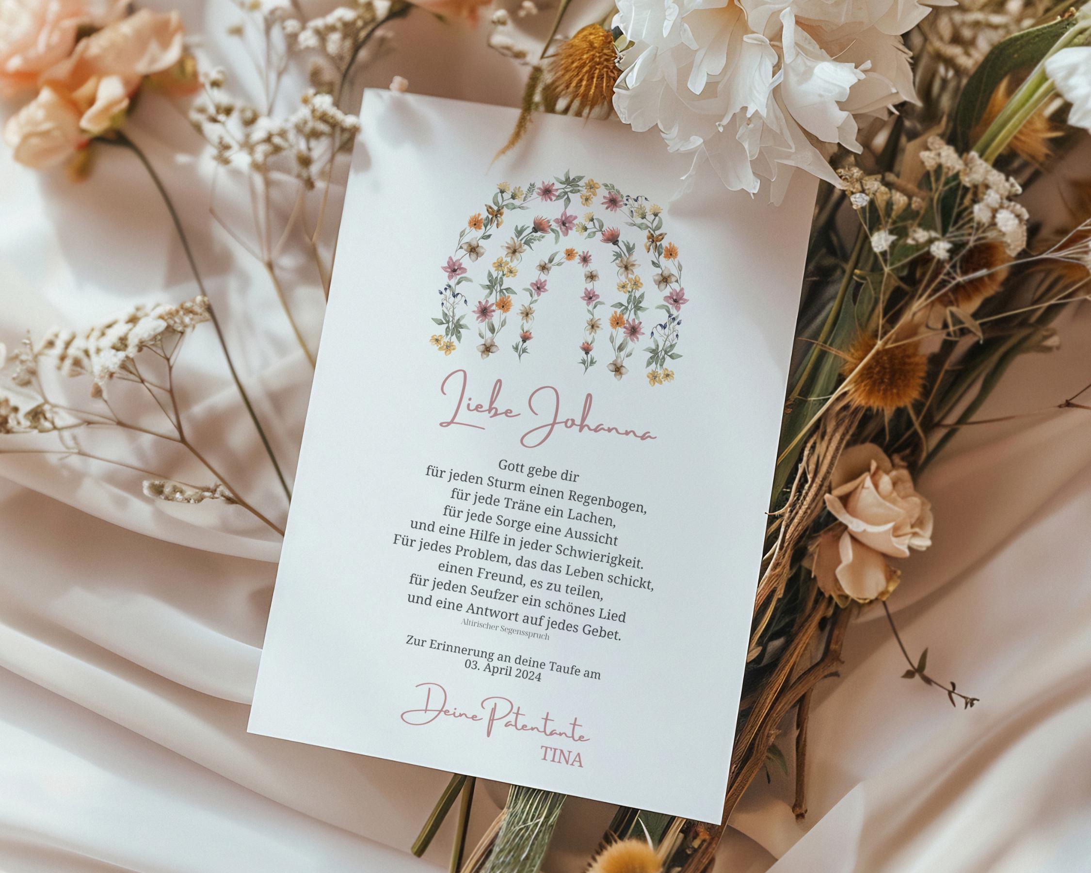 Godparent Letter Poster Godchild Template Rainbow Floral Printable ...