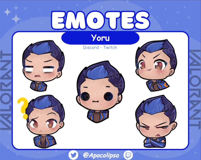 Cute Yoru Valorant Emote for Streaming Twitch and Discord Pack of 5 - Etsy