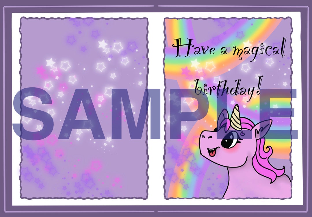 Printable Unicorn Birthday Card - Etsy