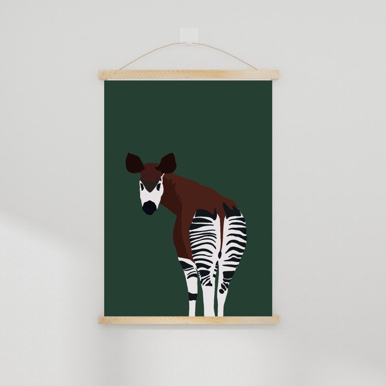 Green Okapi Wall Art Aesthetic Printable Poster Safari Animal Print ...
