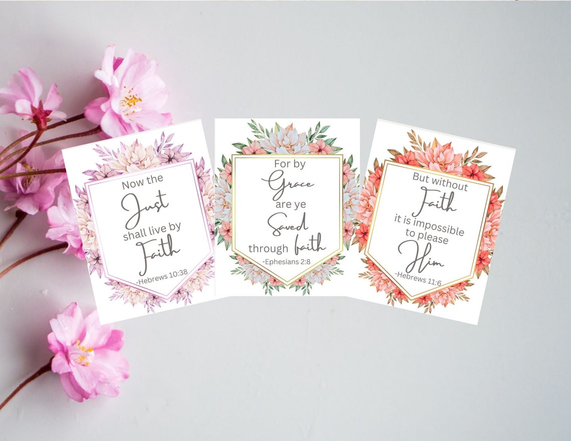 Faith Scripture Cards, KJV Bible Verse Cards, Floral Verse Cards ...