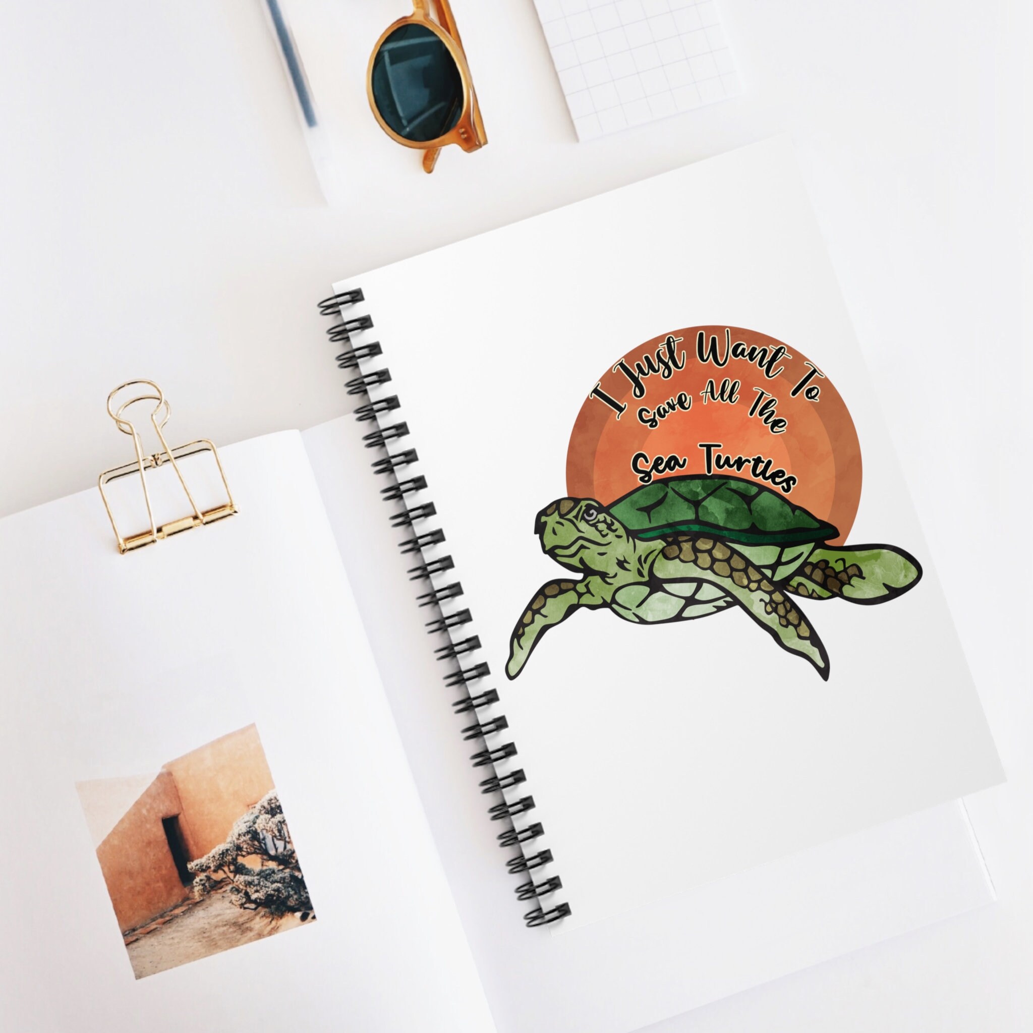 Save the Sea Turtles, Advocate for Ocean Conservation, Spiral Notebook ...
