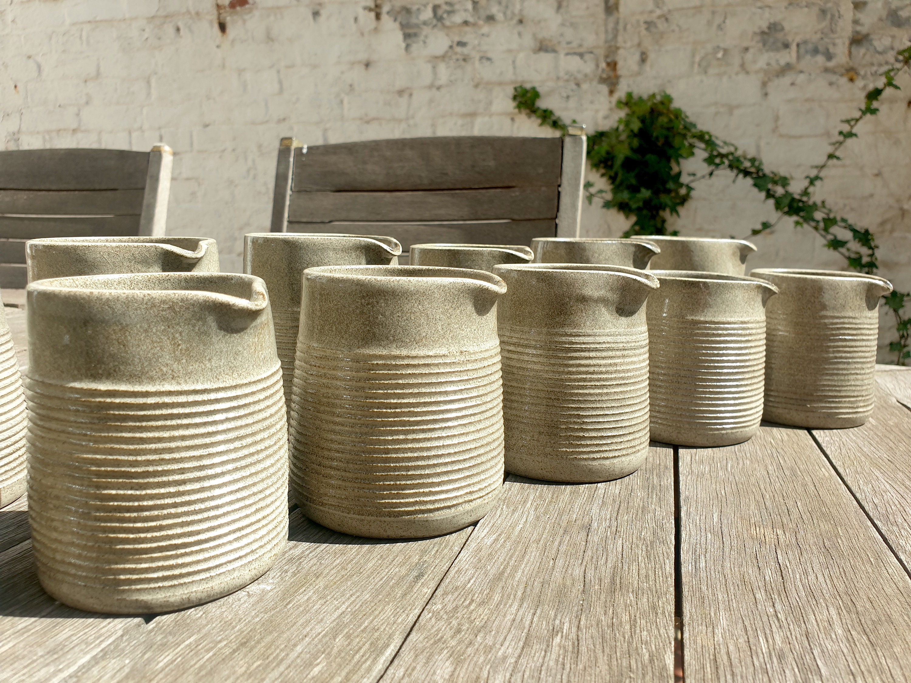 Gray Striated Ceramic Pitcher Made of Scandinavian Chamotte Clay - Etsy