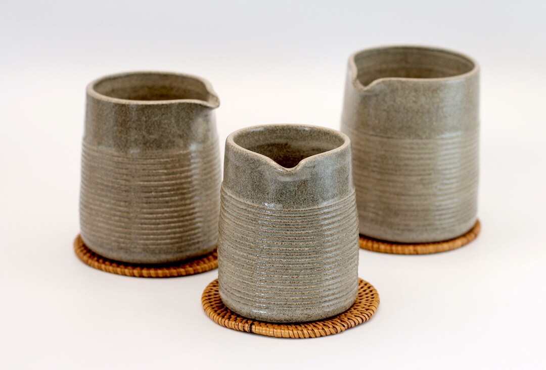Gray Striated Ceramic Pitcher Made of Scandinavian Chamotte Clay - Etsy