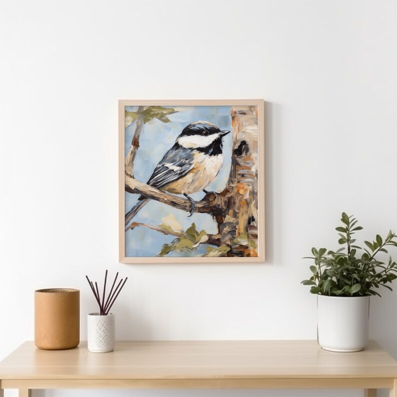 Chickadee Oil Painting Print | Bird Painting | Wall Art | Birdwatcher ...