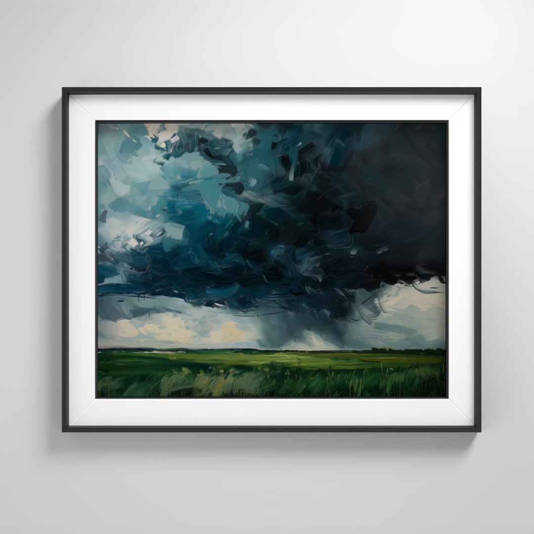 Stormy Night, Thunderstorm, Great Plains, Oil Painting, Brush Strokes ...