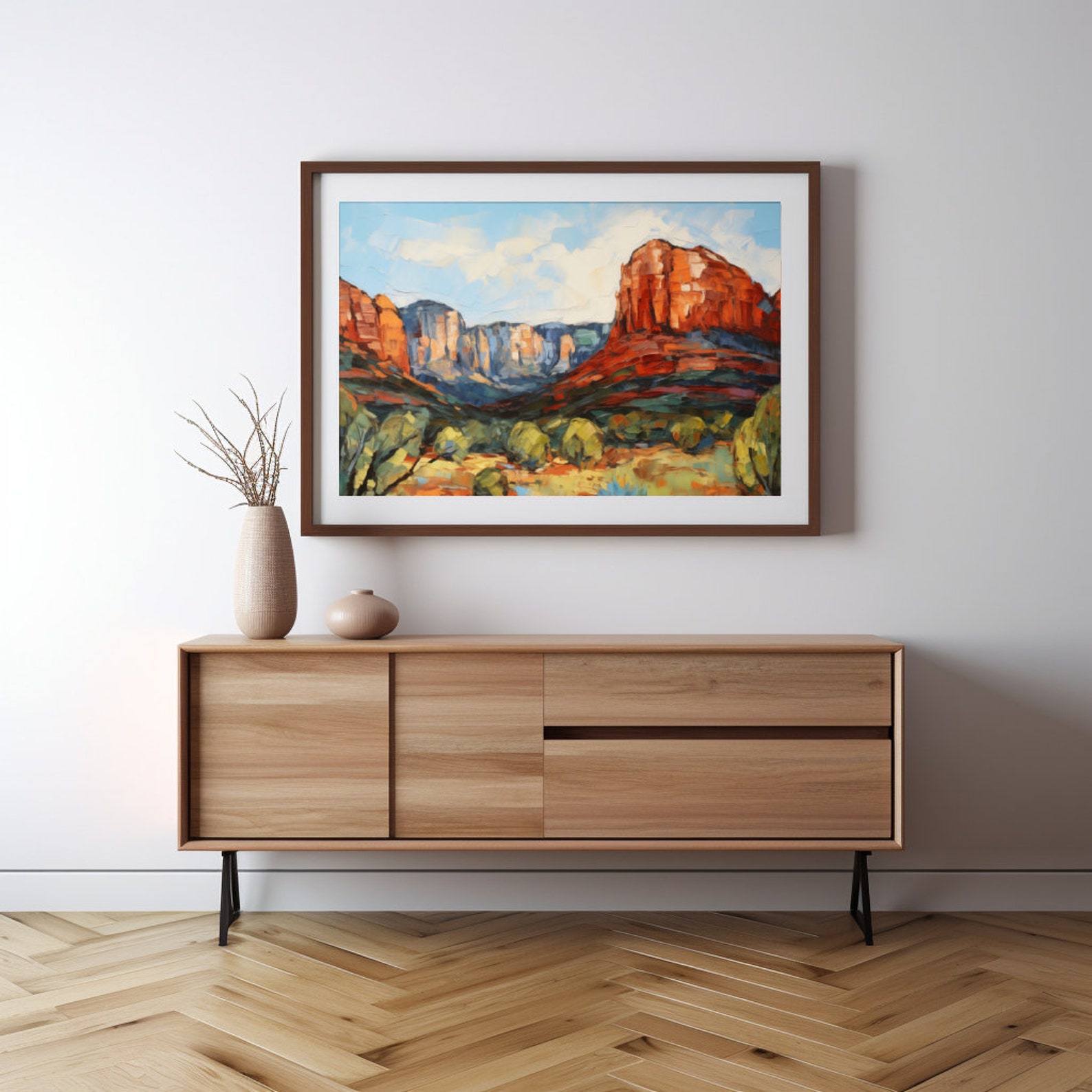 Wall Art, Painted Red Rocks, Sedona Art, Golden, Mountains, Oil ...