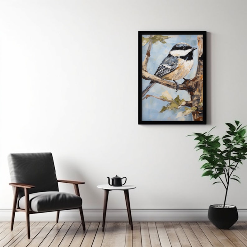 Chickadee Oil Painting Print | Bird Painting | Wall Art | Birdwatcher ...