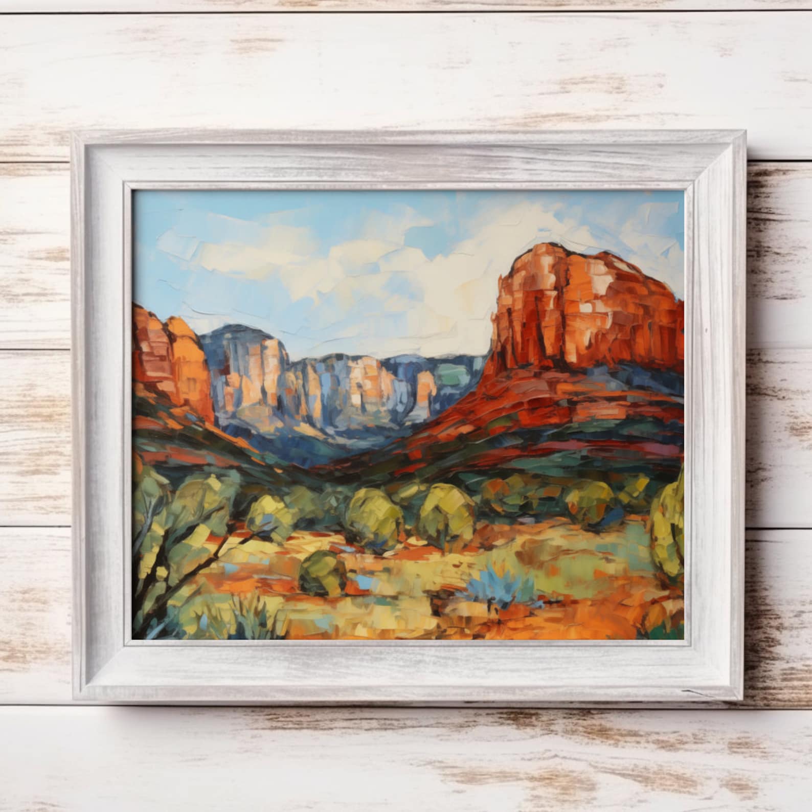 Wall Art, Painted Red Rocks, Sedona Art, Golden, Mountains, Oil ...
