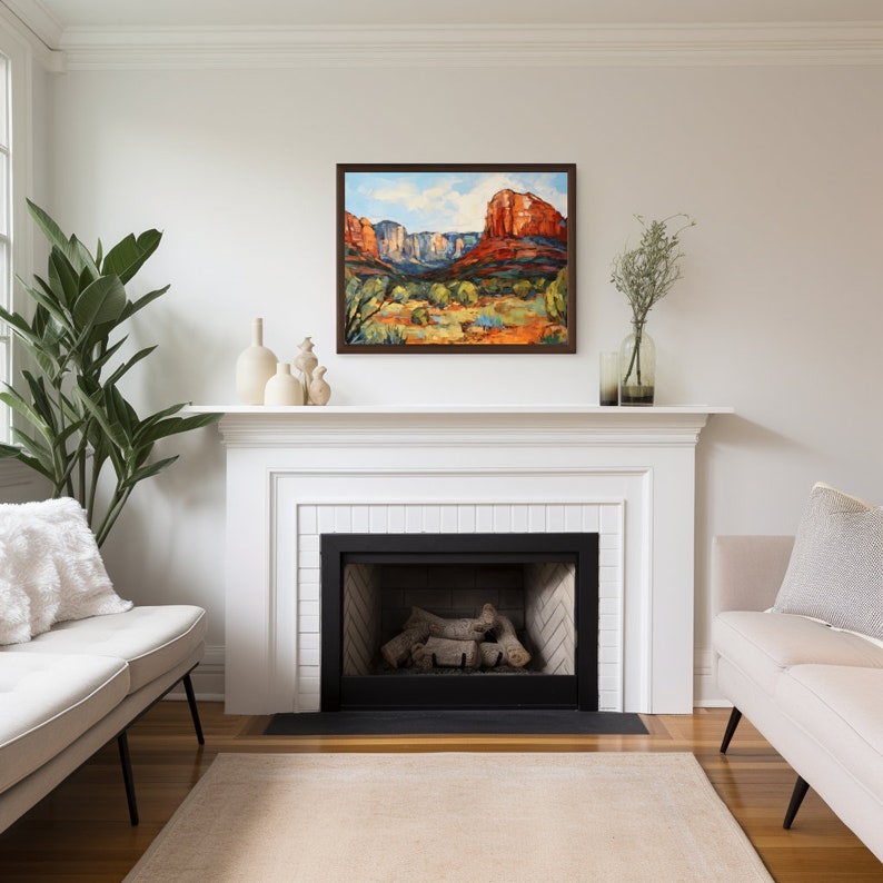 Wall Art, Painted Red Rocks, Sedona Art, Golden, Mountains, Oil ...