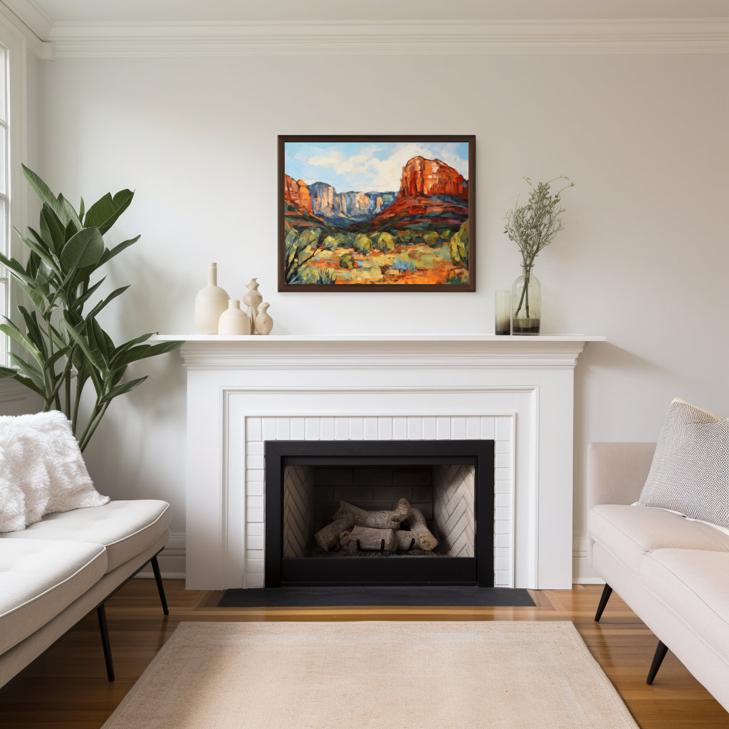 Wall Art, Painted Red Rocks, Sedona Art, Golden, Mountains, Oil ...