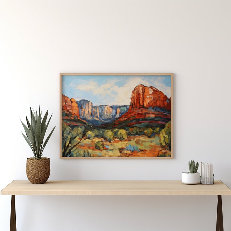 Wall Art, Painted Red Rocks, Sedona Art, Golden, Mountains, Oil ...