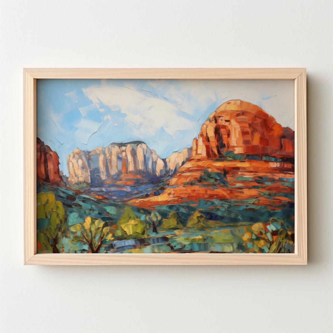 Wall Art, Painted Red Rocks, Sedona Art, Golden, Mountains, Oil ...
