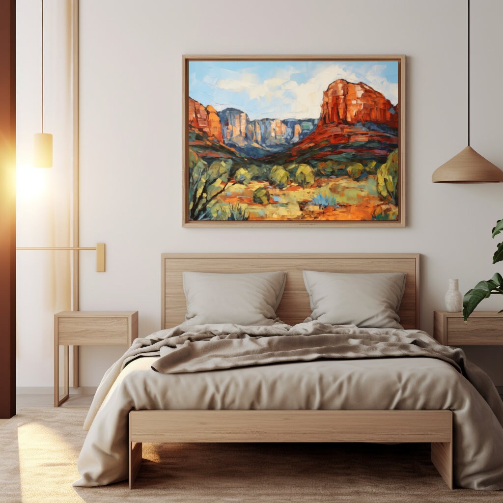 Wall Art, Painted Red Rocks, Sedona Art, Golden, Mountains, Oil ...